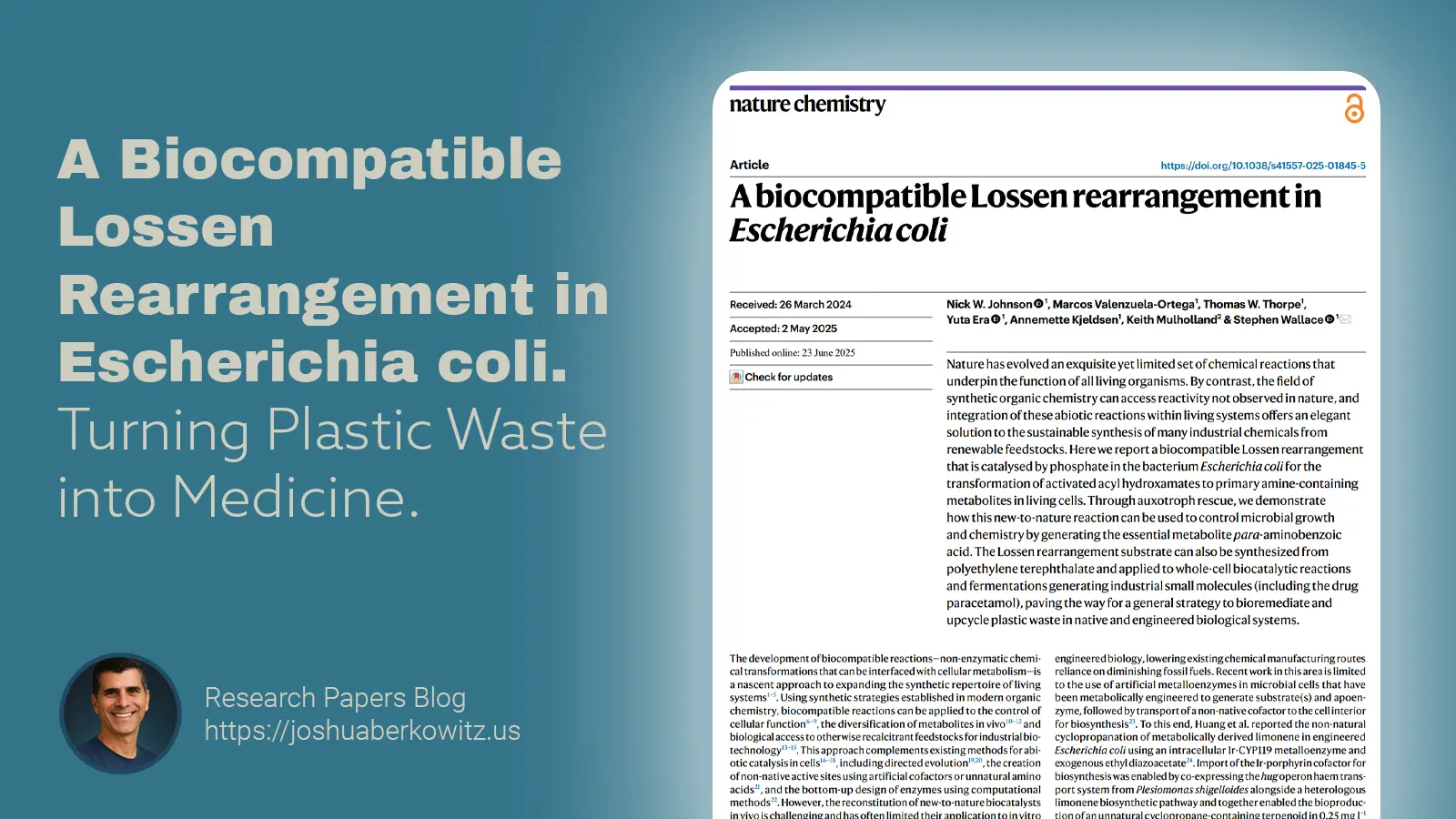 A Biocompatible Lossen Rearrangement in Escherichia coli: Turning ...
