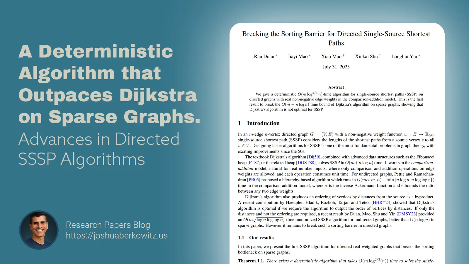 A Deterministic Algorithm that Outpaces Dijkstra on Sparse Graphs ...