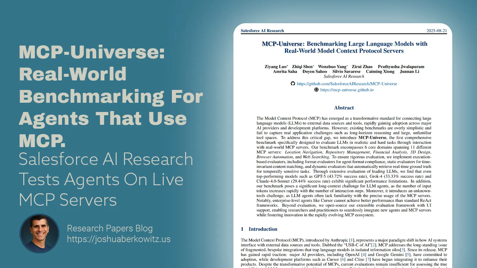 MCP-Universe: Real-World Benchmarking For Agents That Use MCP | Joshua ...