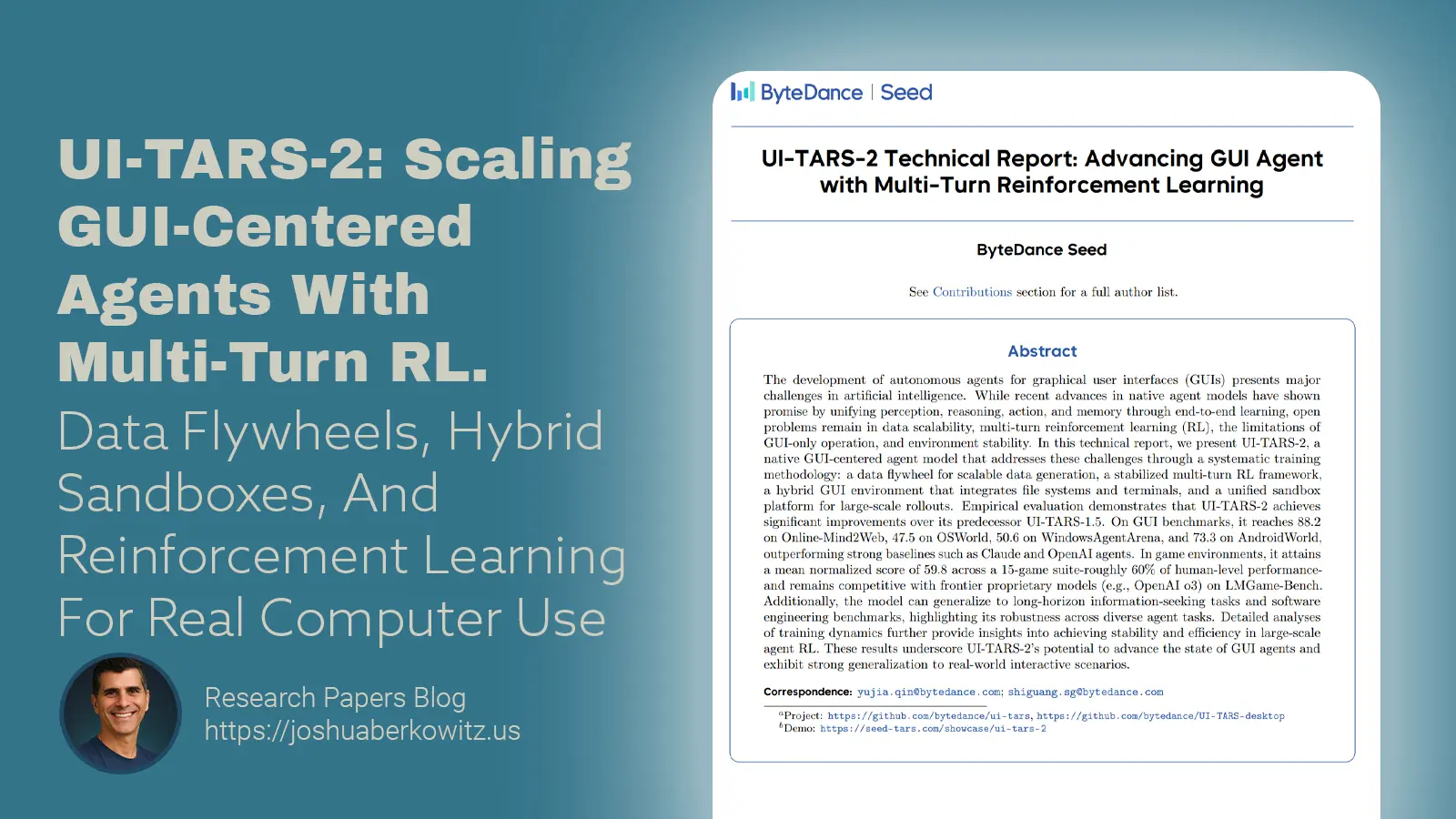 UI-TARS-2: Scaling GUI-Centered Agents With Multi-Turn RL | Joshua ...